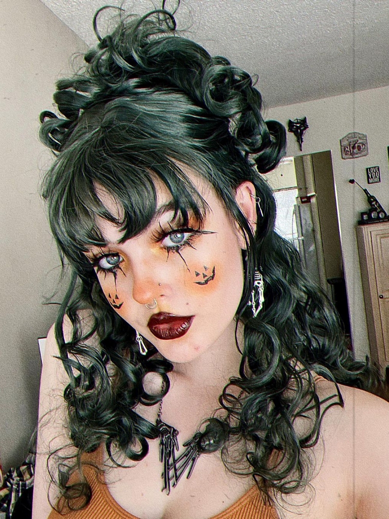 Green Synthetic Lace Front Wigs